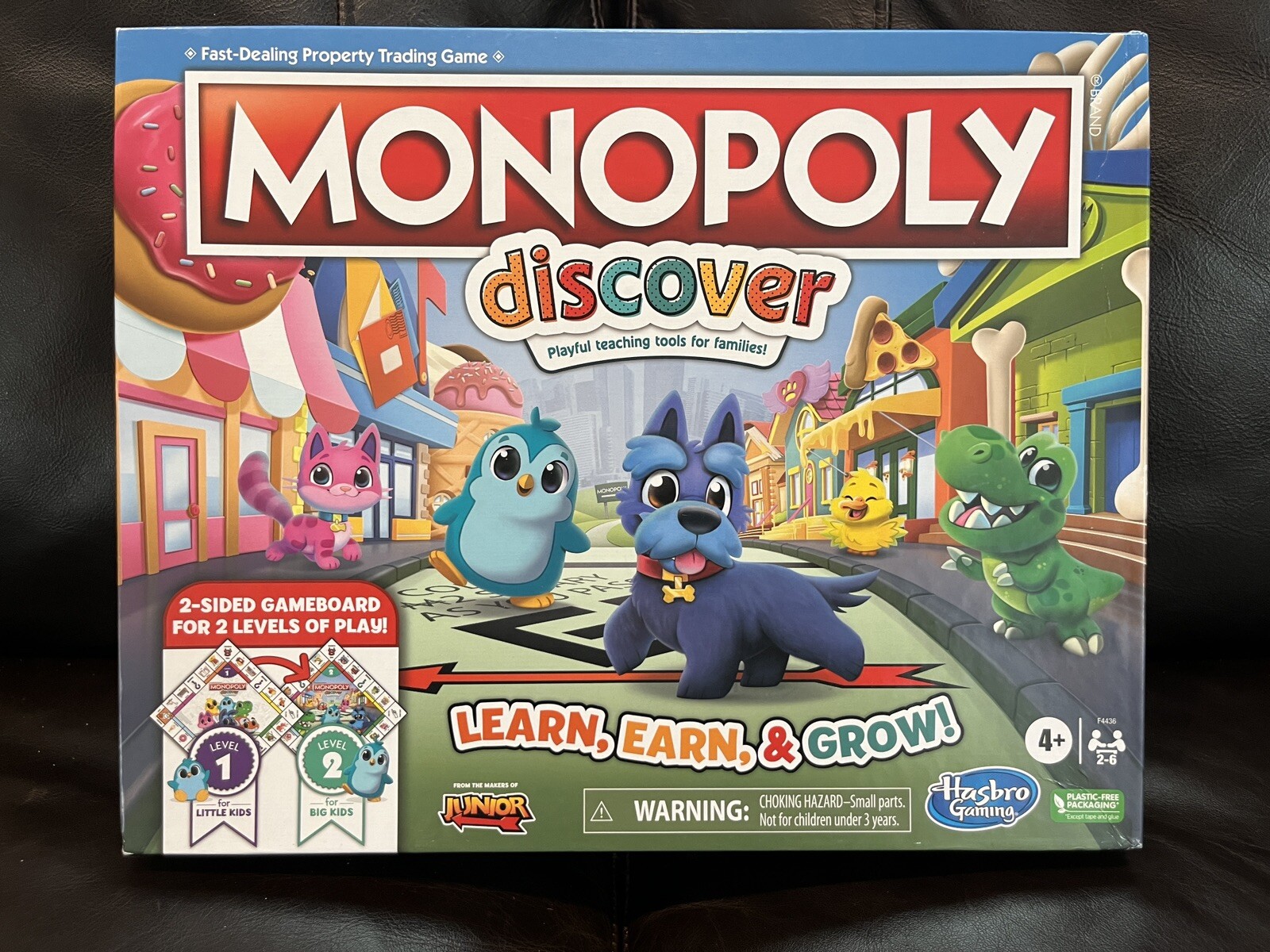 Hasbro Monopoly Discover Board Game 2-Sided Gameboard Age 4+ Teaching ...