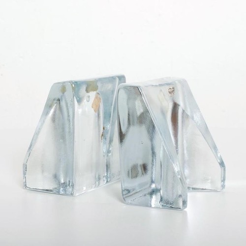 BLENKO by Wayne Husted Sculptural Wedge Bookends MCM Art Glass Glows | eBay