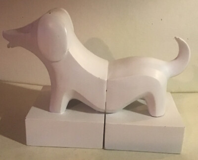Jonathan Adler Dachshund Weiner Dog Bookends White Resin | eBay