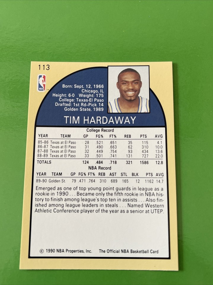 1990-91 NBA Hoops #113 Tim Hardaway RC Rookie Card Warriors HOF | eBay