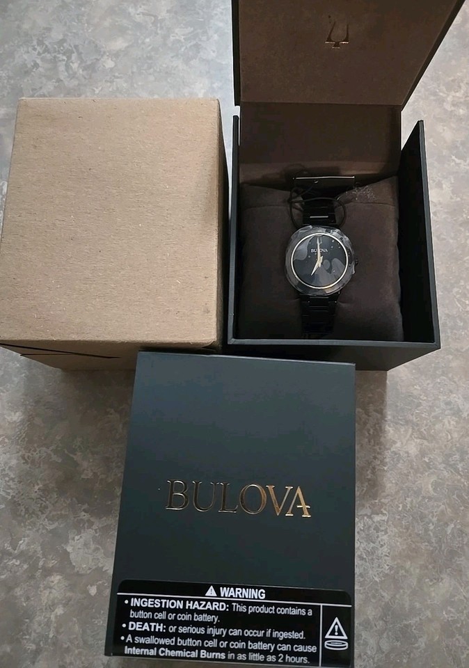 Bulova Womens Millennia Quartz Black Stainless Steel Bracelet Watch 32 ...