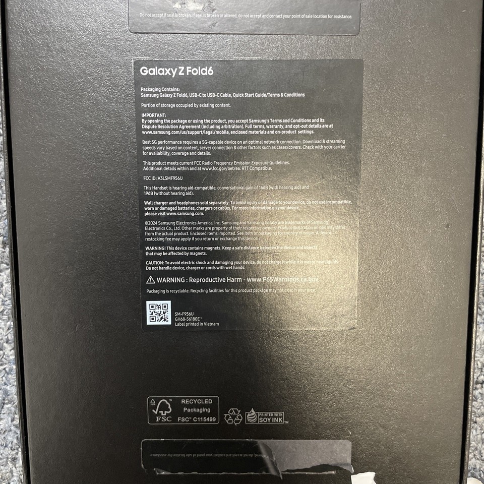 Samsung Galaxy Z Fold6 5G Silver Verizon Locked 256GB SM-F956U - New ...
