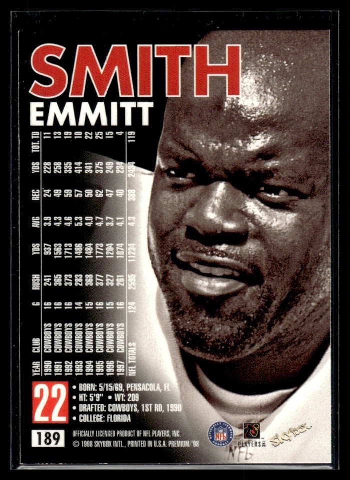 1998 SkyBox Premium Emmitt Smith Dallas Cowboys #189 | eBay