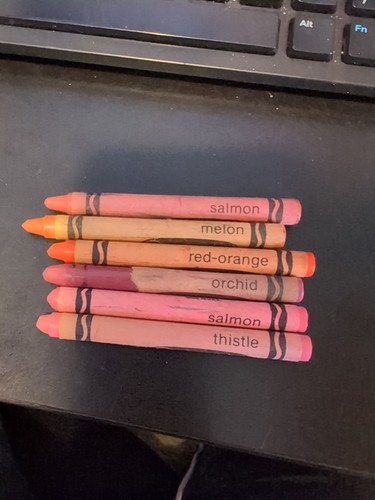 Retired Crayola Crayon Colors: Salmon, Melon, Red Orange, Orchid ...