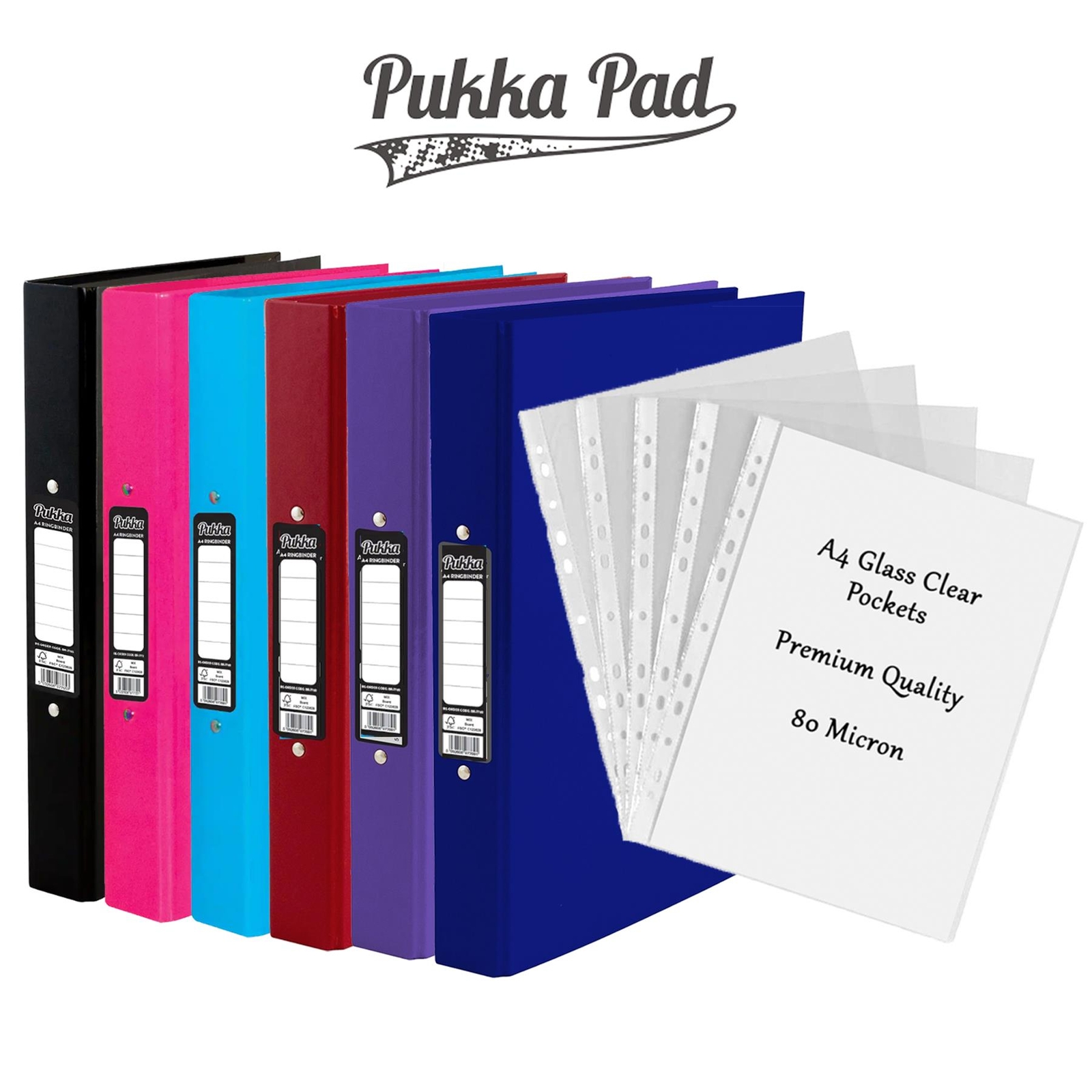 Pukka 2-Ring All Colour A4 Ring Binders or 20 Pack Punched Pockets HIGH ...