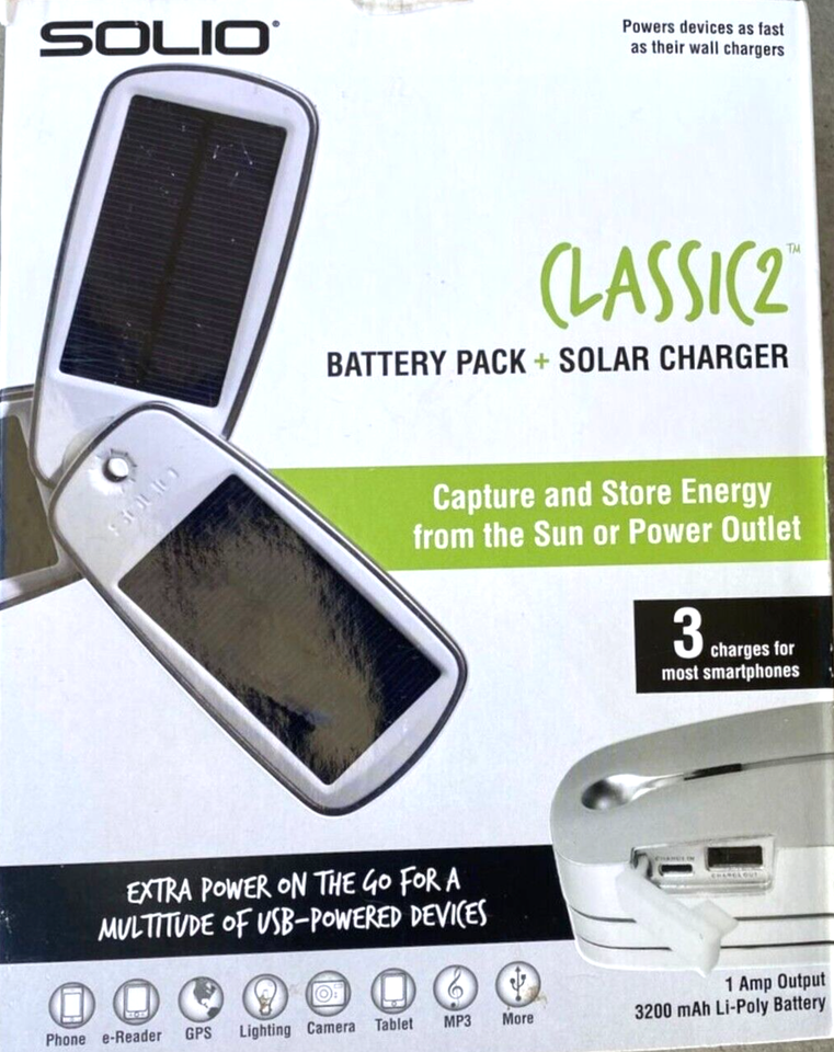 Solio Classic2 Battery Pack and Solar Charger (Silver) - RETAIL | eBay