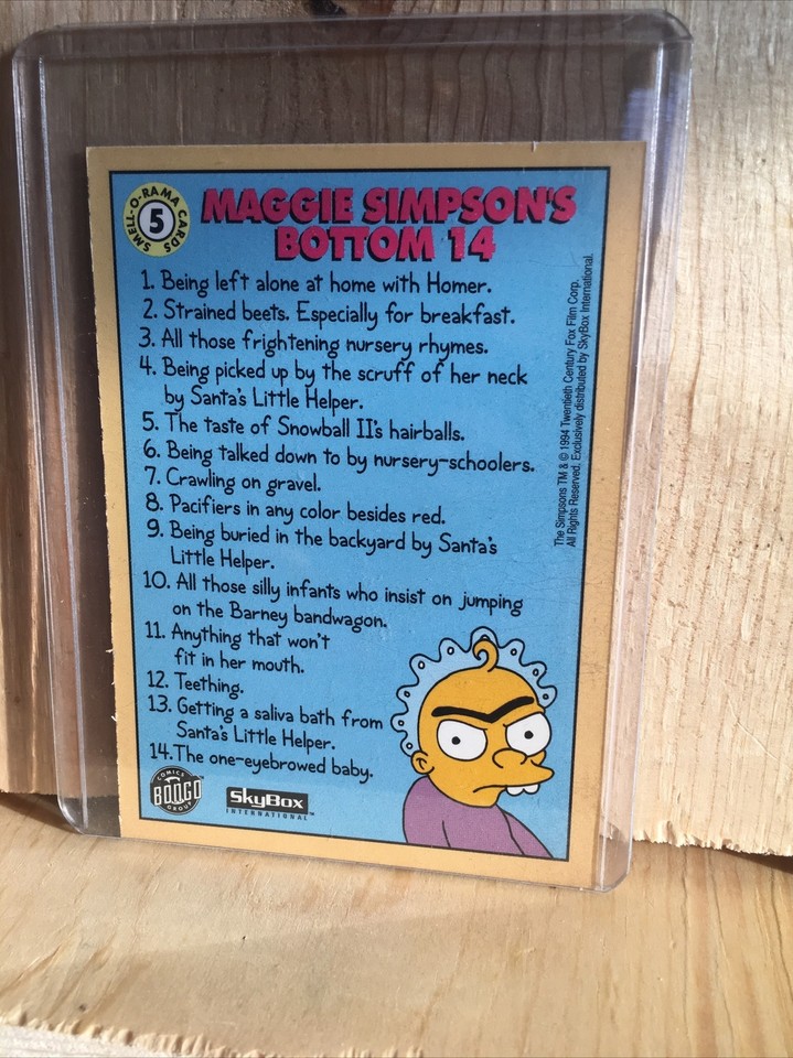 THE SIMPSONS 1994 SMELL O RAMA. MAGGIE SIMPSON’S BOTTOM 14 #5. R3 | eBay