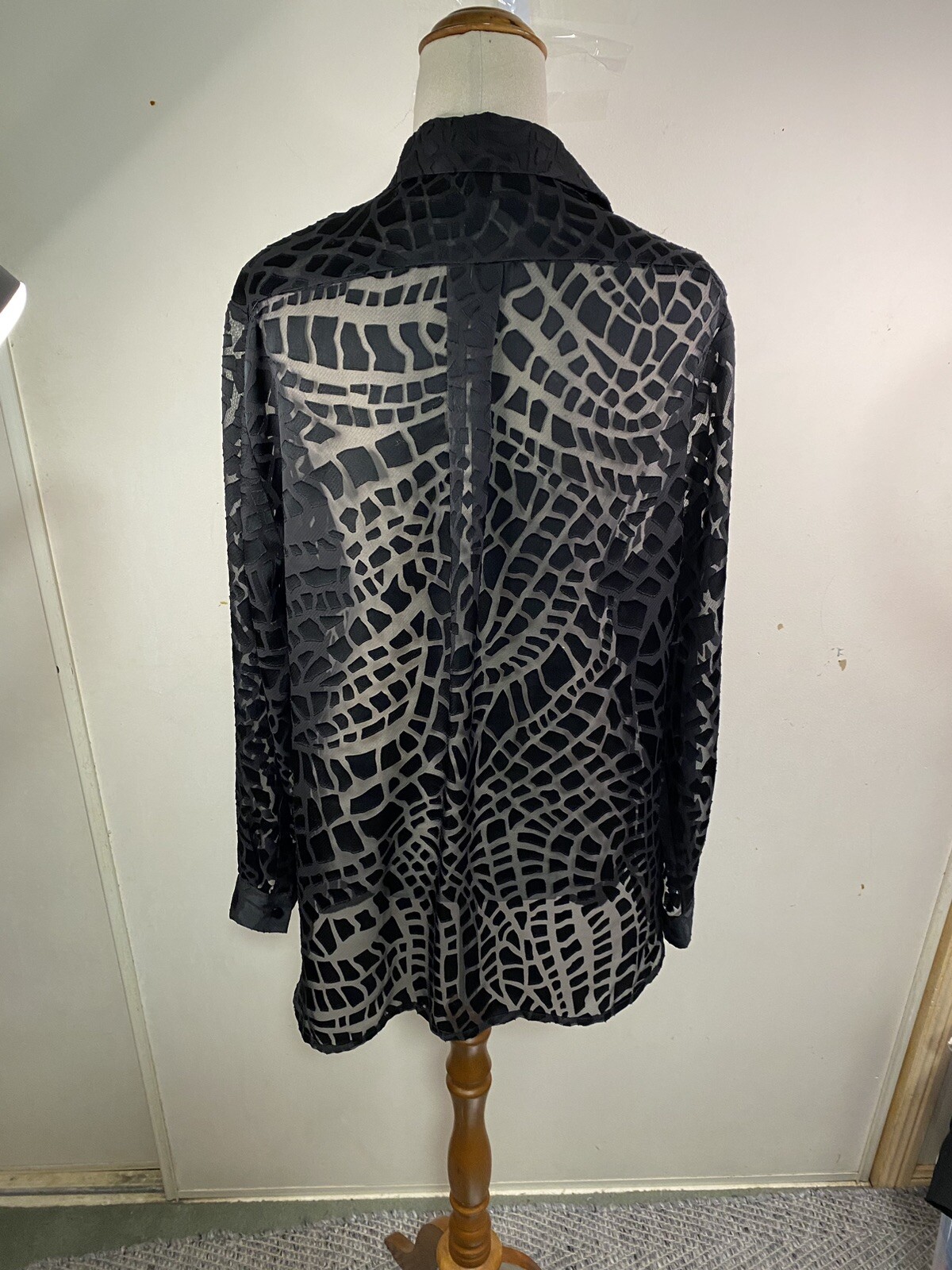 Perri Cutten Size 16 Long Sleeve Black Sheer Blouse | eBay Australia