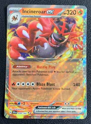 Incineroar ex 034/162 Temporal Forces Double Rare Pokemon TCG Card NM ...
