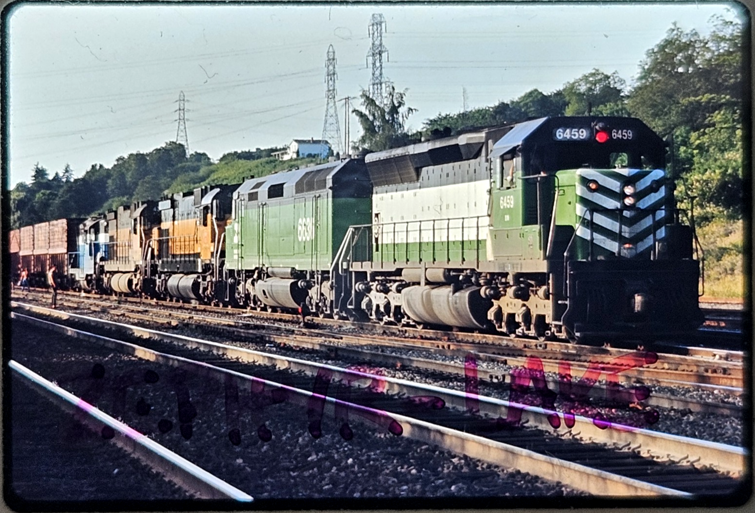 ZL-1644 Original Slide BN SD45 F45 SP&S C636's GN GP9 Freight Action ...