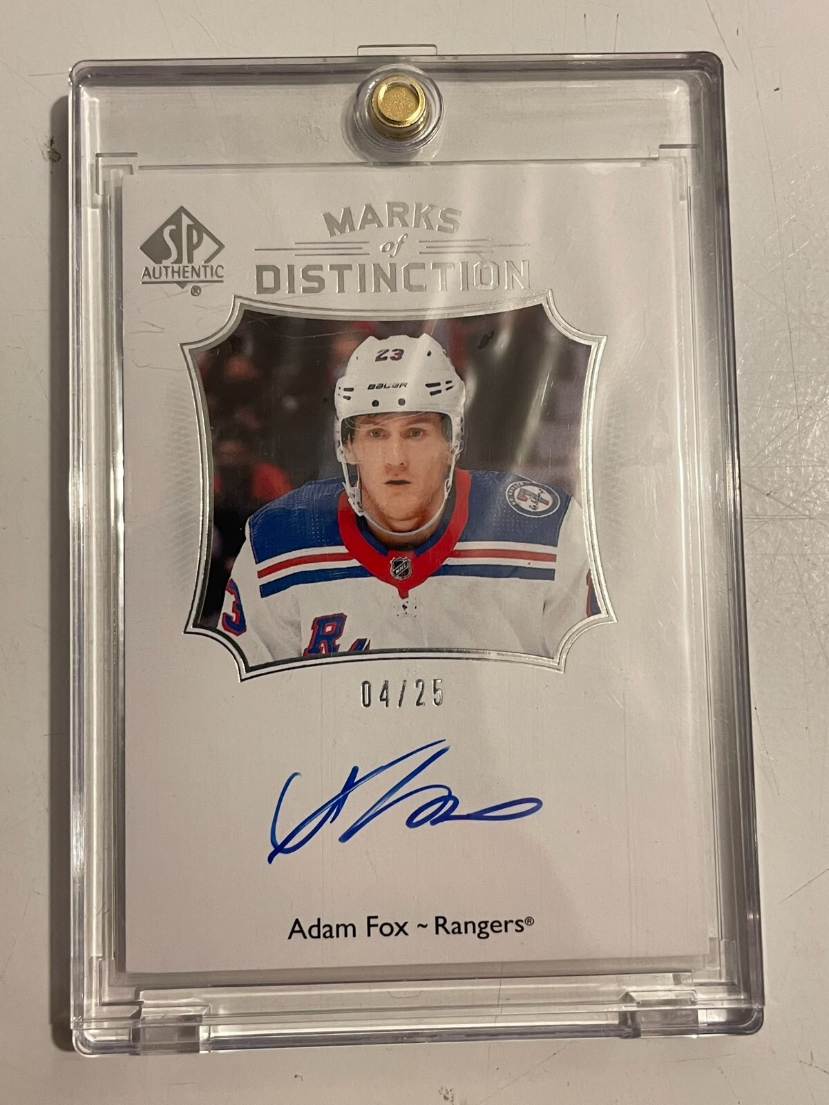 2021-22 UD SP AUTHENTIC MARKS OF DISTINCTION #MD-AF Adam Fox AUTO #'d ...