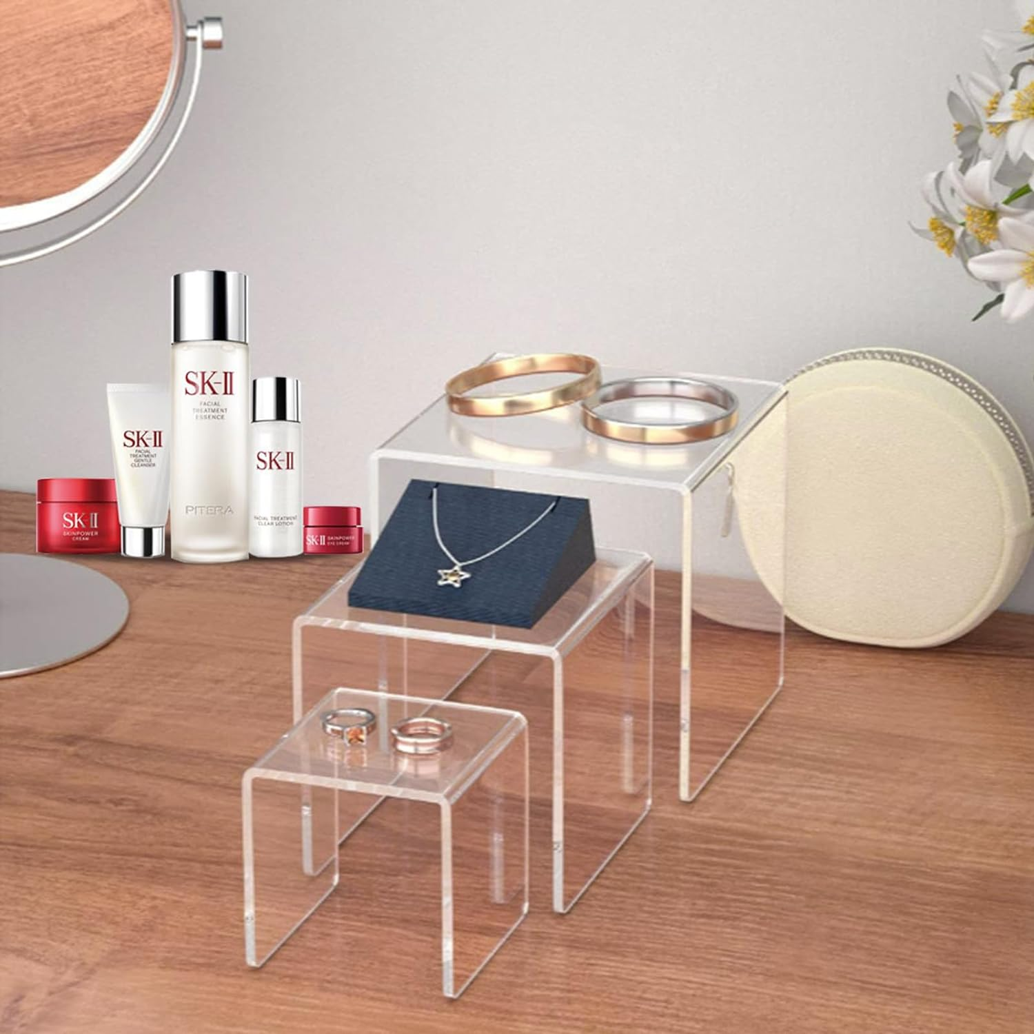 6Pcs Display Stand Arcylic Display Riser Cubic Transparent Acrylic ...