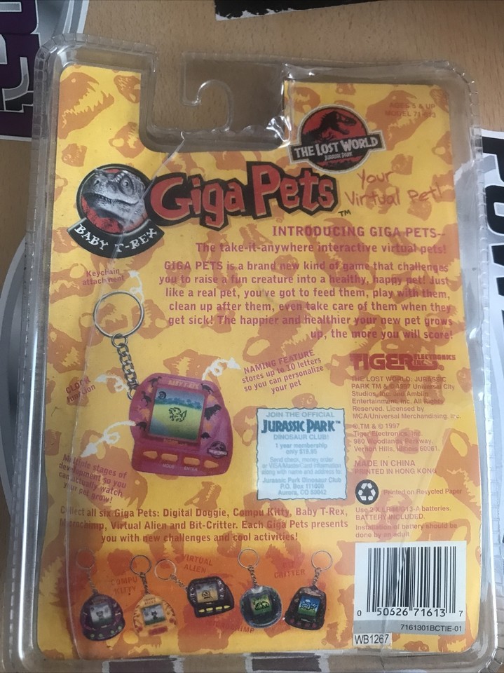 Giga Pets: Baby T-Rex Jurassic Park The Lost World Virtual Pet - Opened ...