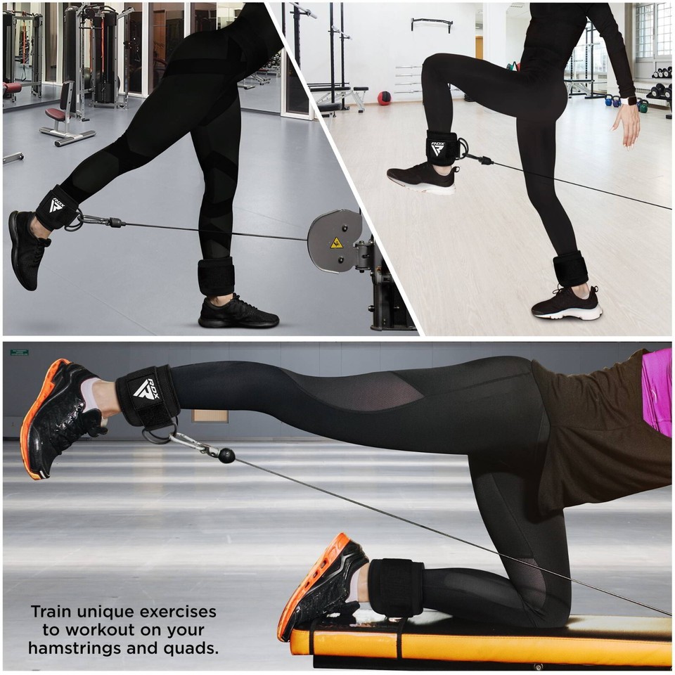 Leg Extension Ankle Straps by RDX, Gym Straps, Leg Press Machine, Glute ...