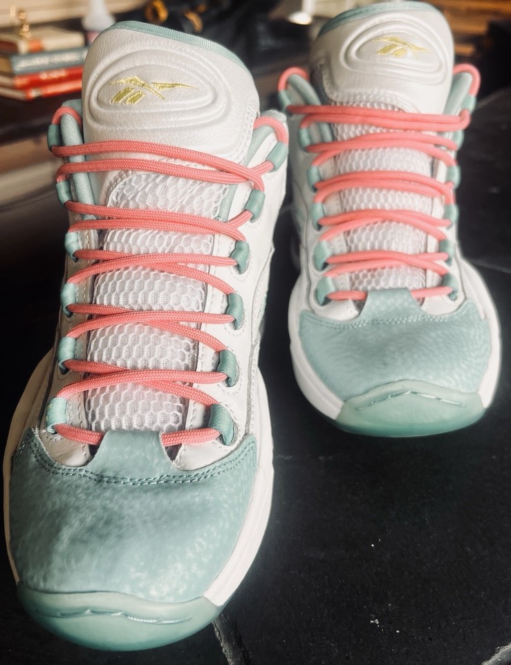 Reebok Question Allen Iverson EASTER Mid m43195 Pink-Lemon Zest Sz 7 ...