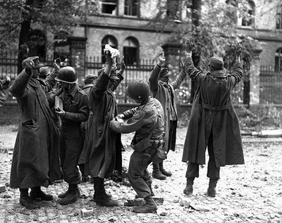 American soldiers take German prisoners at Aachen Germany 1944 Old ...