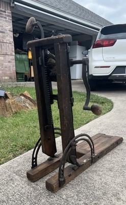 Antique Barn Beam Timber Frame Auger Drill Hand Crank Wood Cast Iron ...