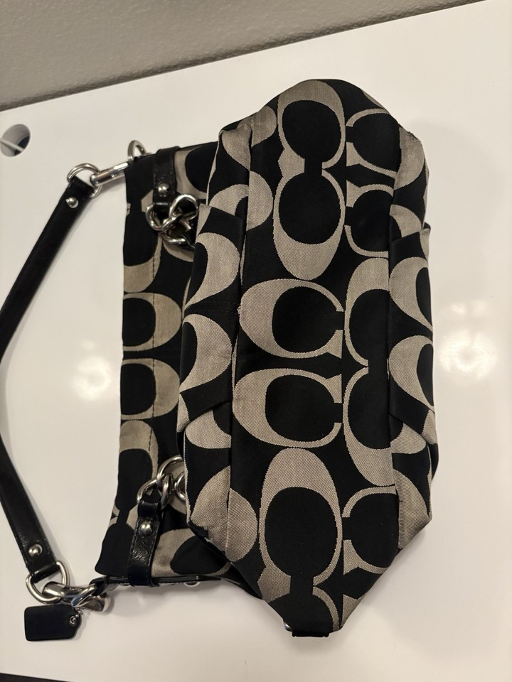 COACH Brooke Black Signature Sateen 2 Way Shoulder Bag C1176-F17183 | eBay