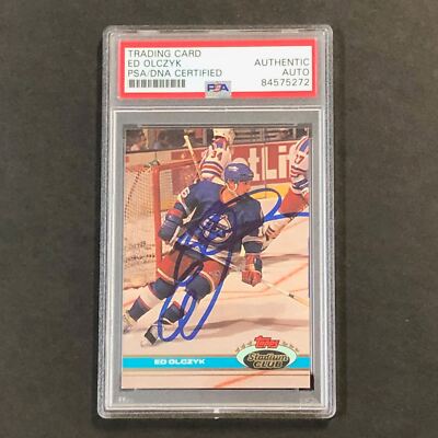 1991-92 Topps Stadium Club #57 Ed Olczyk Signed Card AUTO PSA slabbed ...