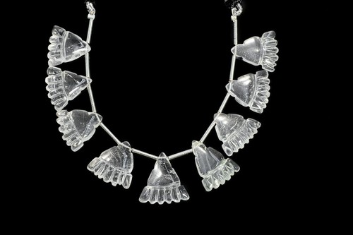 Clear Chlorite Carving gemstone beads strand 75 Cts loose fancy shape ...