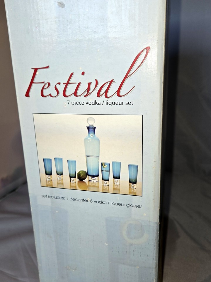 Block Crystal Festival 7 Piece Set Vodka/Liqueur Set Blue | eBay