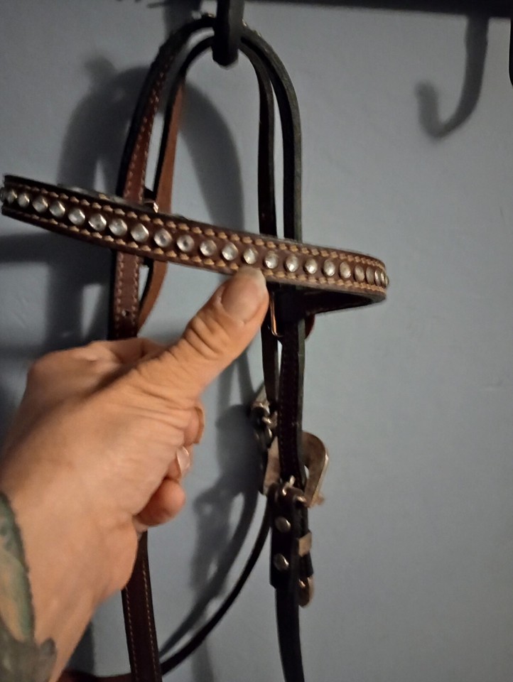 Western Brown Leather, Custom Bling Headstall, Full Horse | eBay