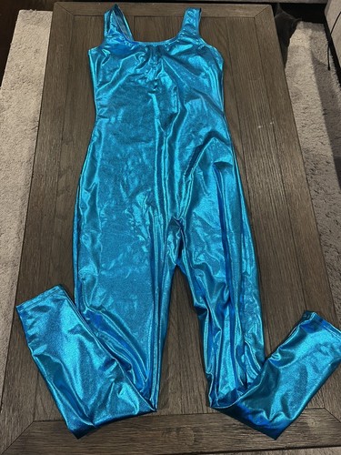 Mens Full Body Metallic Blue Jock Zentai Shiny Spandex Suit Bodysuit M ...