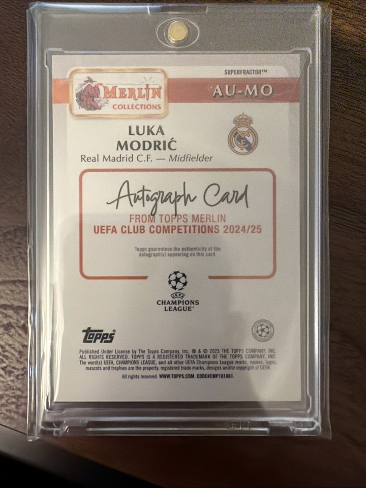 2025 Topps Merlin - Luka Modric SUPERFRACTOR AUTO - Real Madrid - 1/1 ...