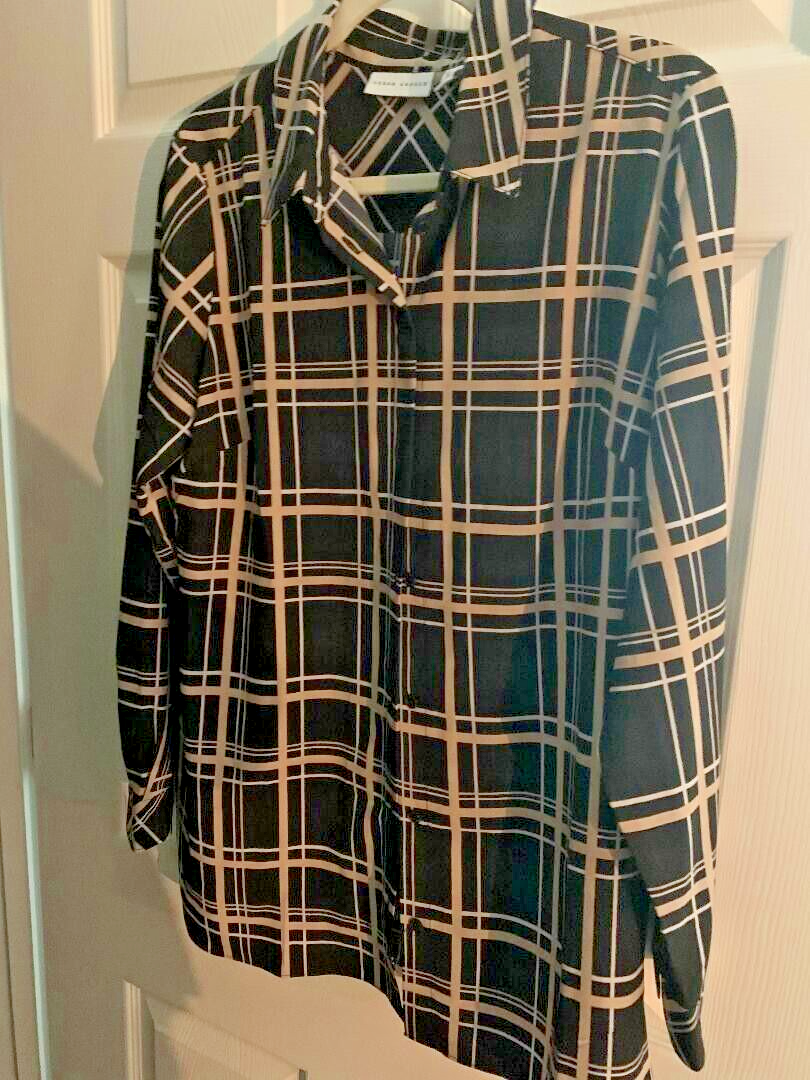 Susan Graver Black Printed Stretch Woven Button Front Tunic Shirt ...