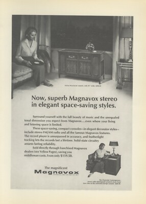 1968 MAGNAVOX Stereo In The Elegant Space-Saving Styles vintage print ...