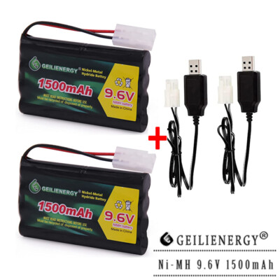 9.6V 1500mAh AA 8-Cell Rechargeable Battery Pack For RC Cars Toys +2 ...