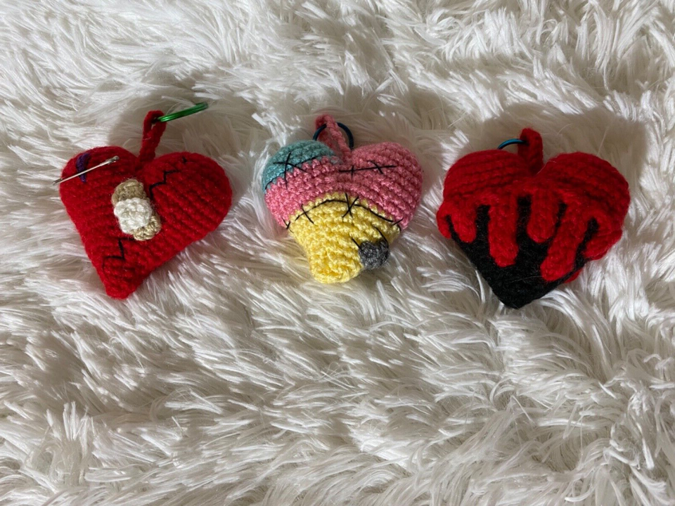 Cute Crochet Broken heart Keychain handmade | eBay
