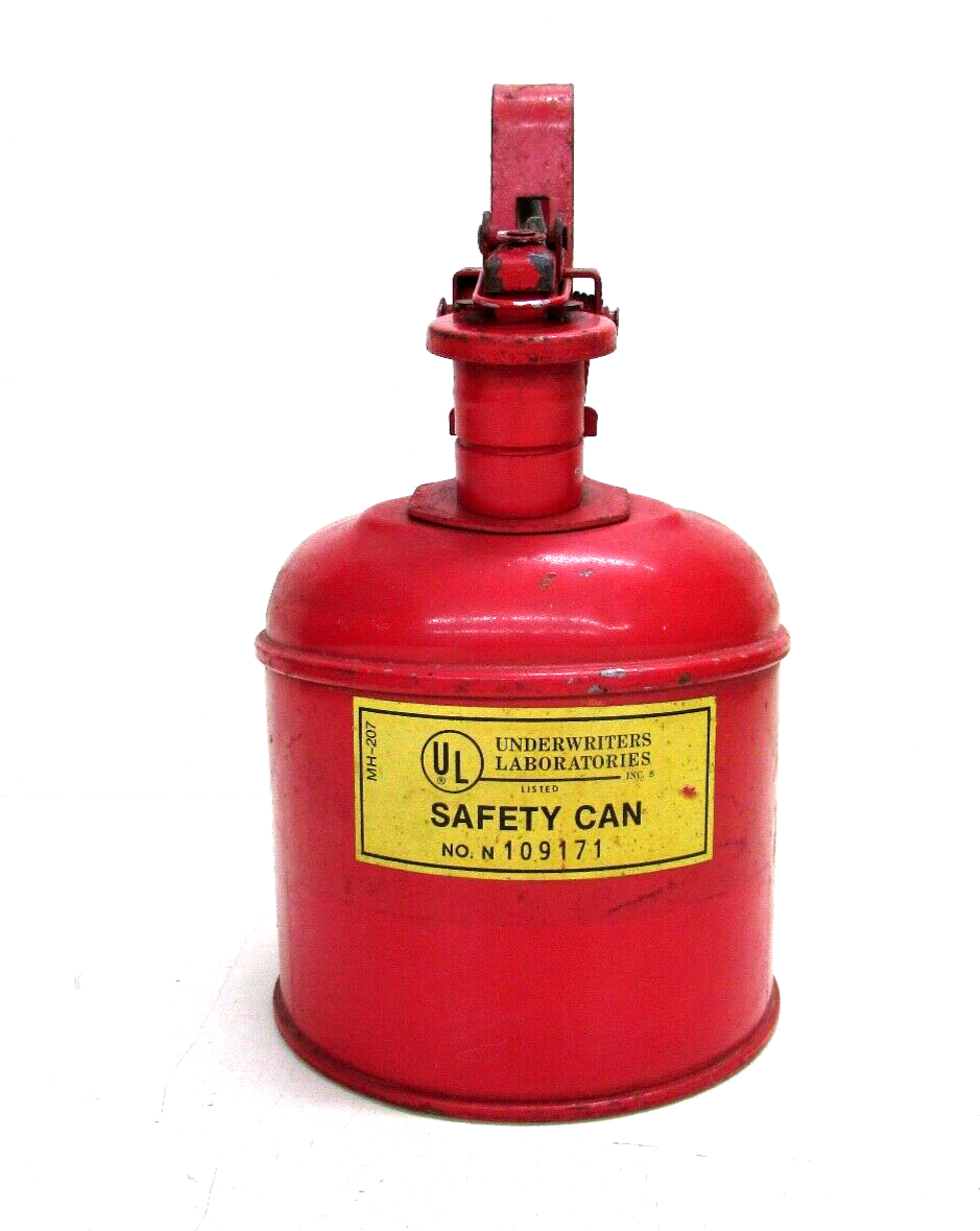 NOS! VINTAGE JUSTRITE MFG. CHICAGO 1-Quart TYPE I SAFETY GAS CAN w ...