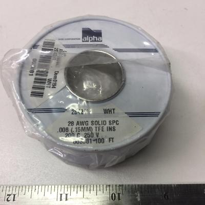 Alpha Wire Corp 28 AWG Solid SPC .006(.15mm)TFE INS WHT 100ft 2824/1 | eBay