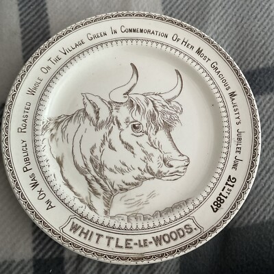 1887 Queen Victorias Jubilee Souvenir Ox Roast Plate Whittle Le Woods ...