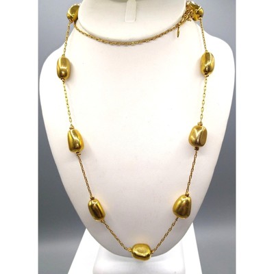 Vintage Avon Gold Chain Necklace with Bean Nugget Stations, Delicate ...