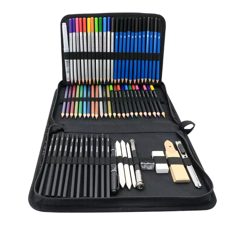 71 pcs Professional Drawing Artist Kit Set Pencils and Sketch Charcoal ...