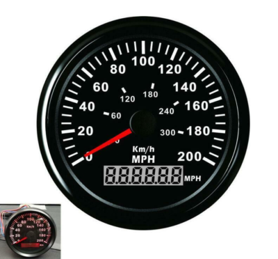85mm Universal GPS Speedometer Odometer Black Dial Red Light MPH ATV ...