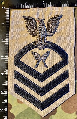US Navy Khaki & Silver Bullion Rate Yeoman CPO rank Patch USN YNC | eBay