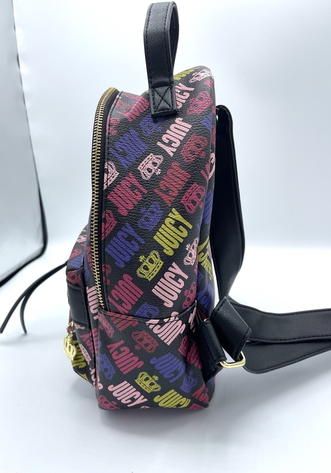 Juicy Couture LOGO Backpack Purple Pink Green Black Shoulder Bag Purse ...