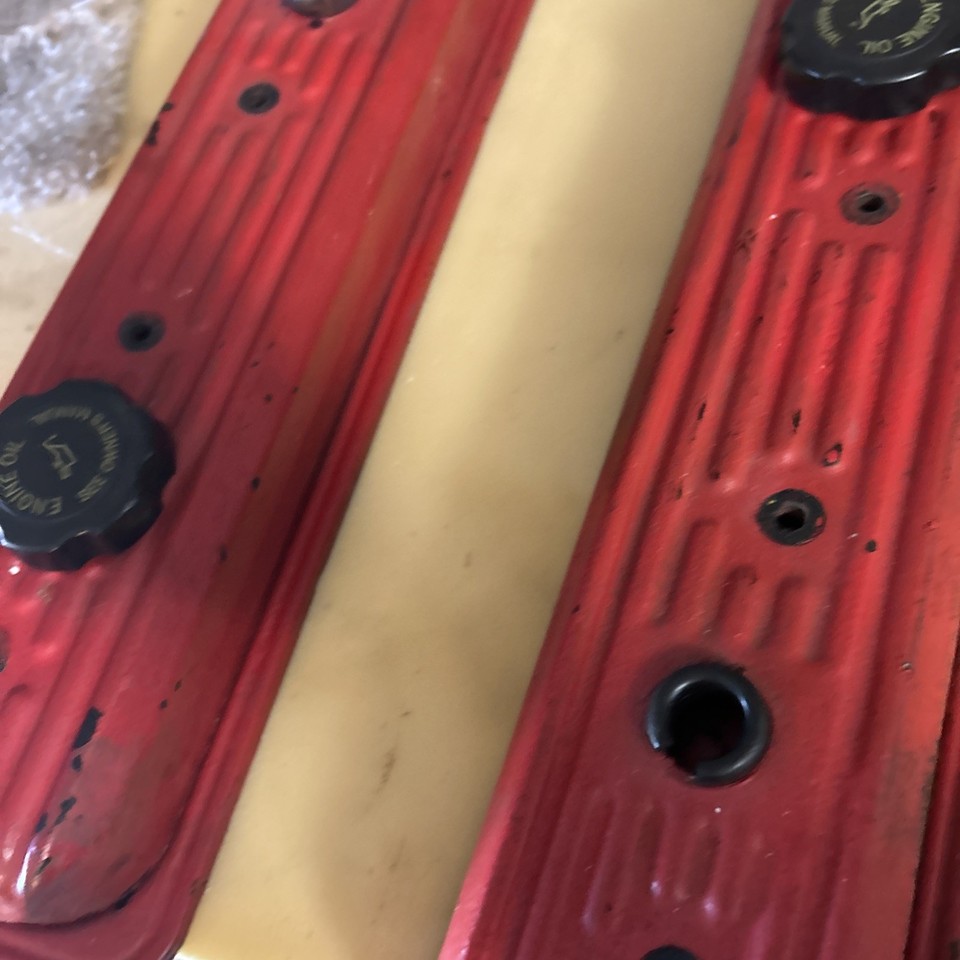 Small Block Chevrolet Script Valve Covers 283 327 Decal Hot Rod Orange ...