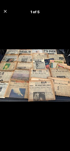 Historic Preserved Newspaper Lot-Elvis 1977,Challenger, Desert Storm ...