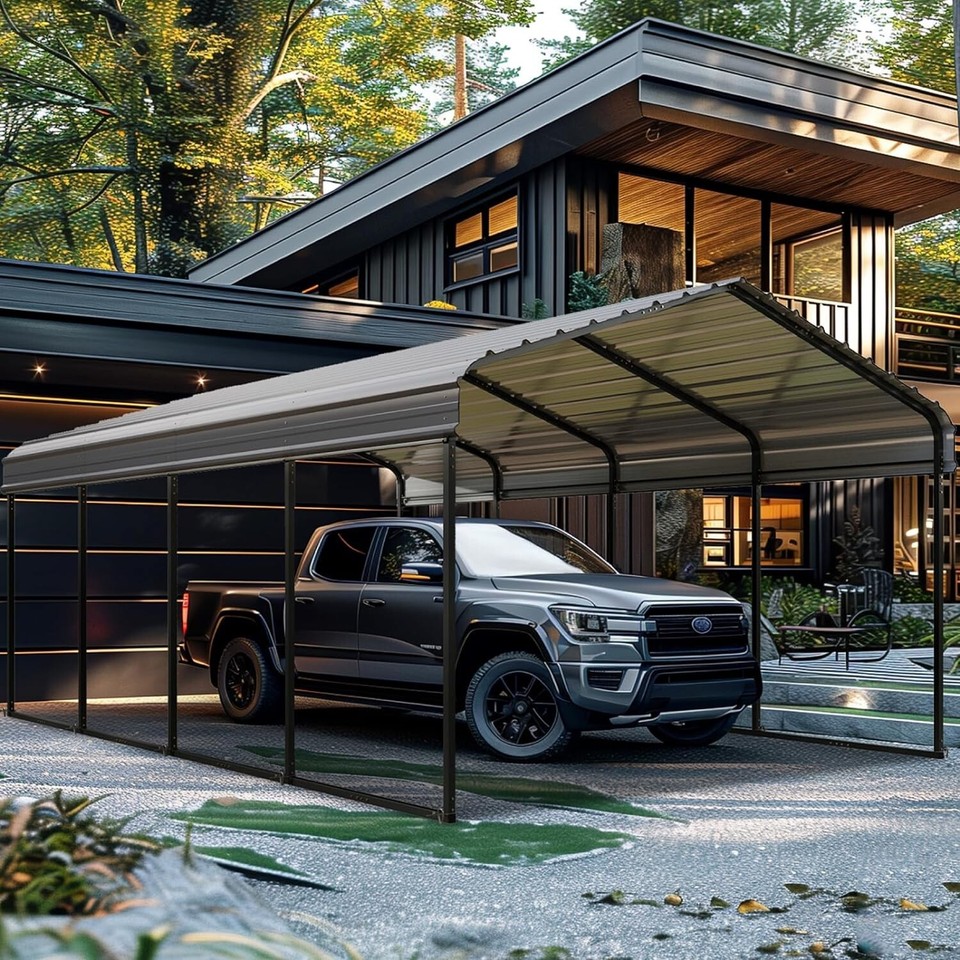 Car Metal Outdoor Carport Cover Heavy Duty Metal Carport Canopy with ...