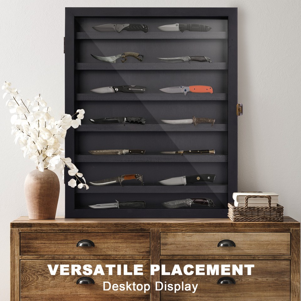Lockable Knife Display Cabinet Pocket Knife Case Shadow Box with ...