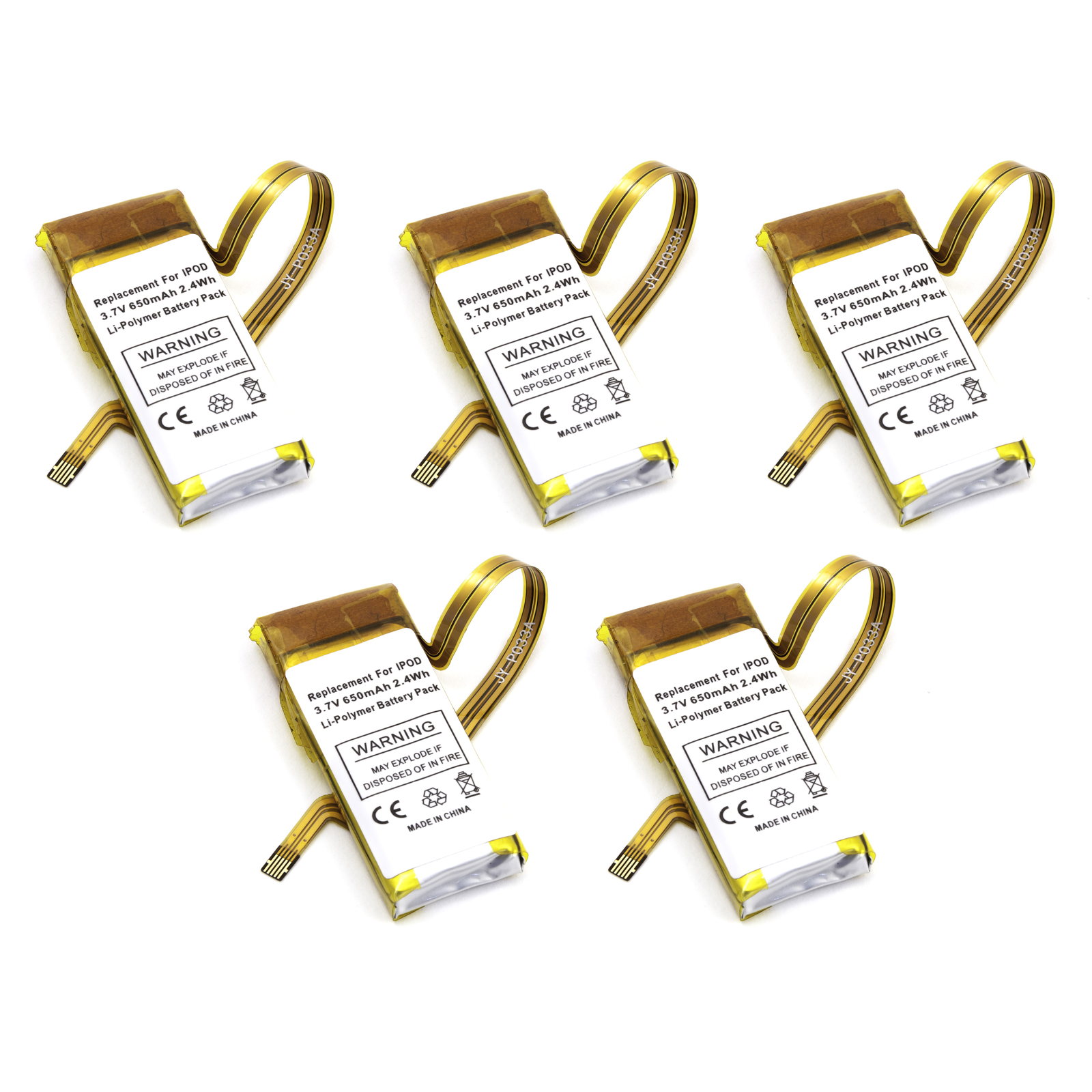 5 Pack of Replacement Batteries for Apple iPod 5th Gen Video 30g 616 ...