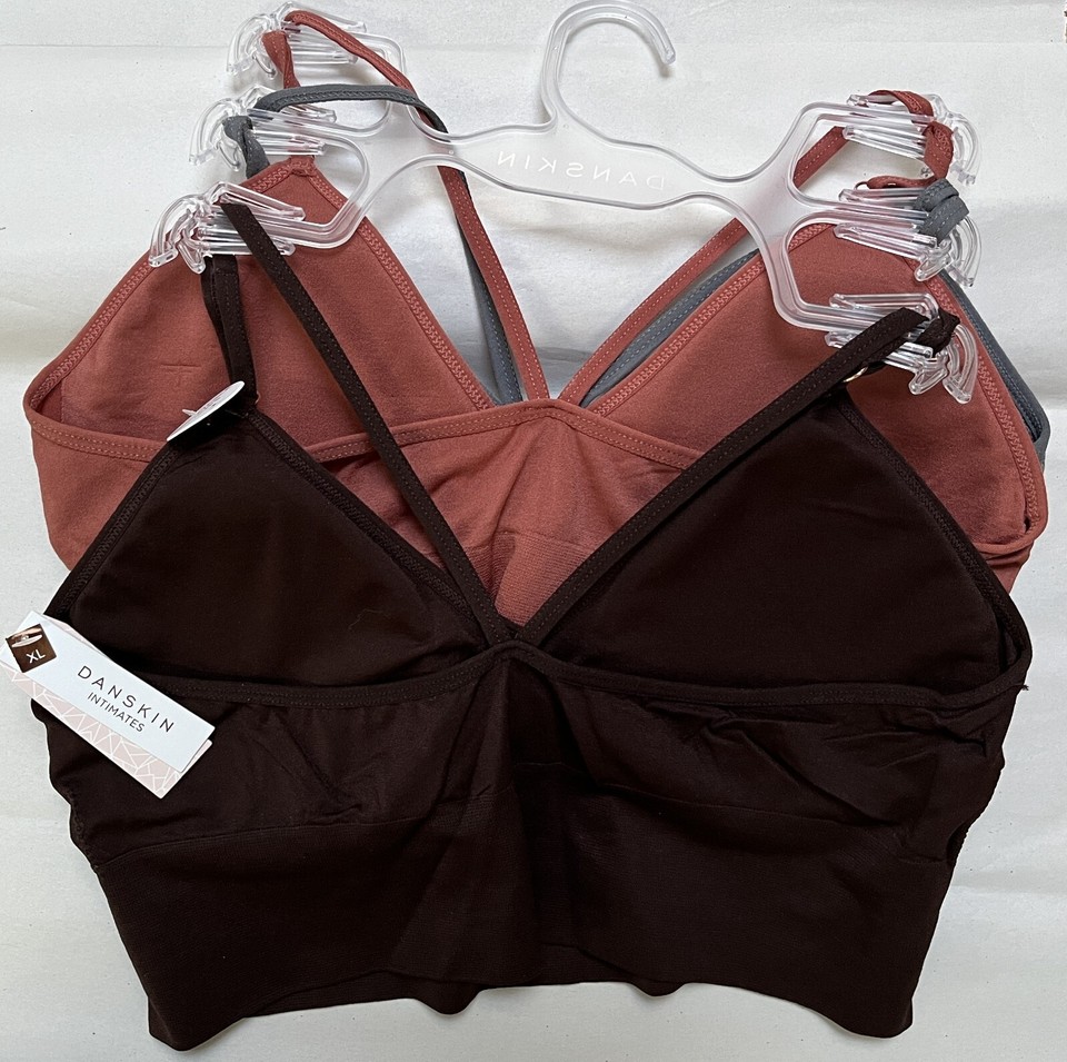 NWT DANSKIN INTIMATES 1 GRAY 1 BROWN 1 COPPER W/F SEAMLESS BRA DS2797 ...