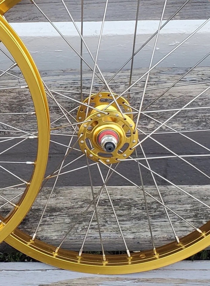 Gold 20" old school BMX alloy, free wheel rims with jelly bean hubs | eBay
