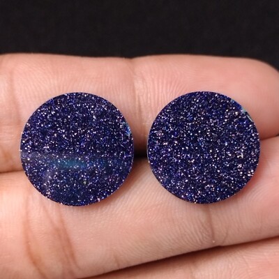 Blue Sandstone Coin Both Side Flat Pair Cabochon Loose Gemstone 18 x 18 ...