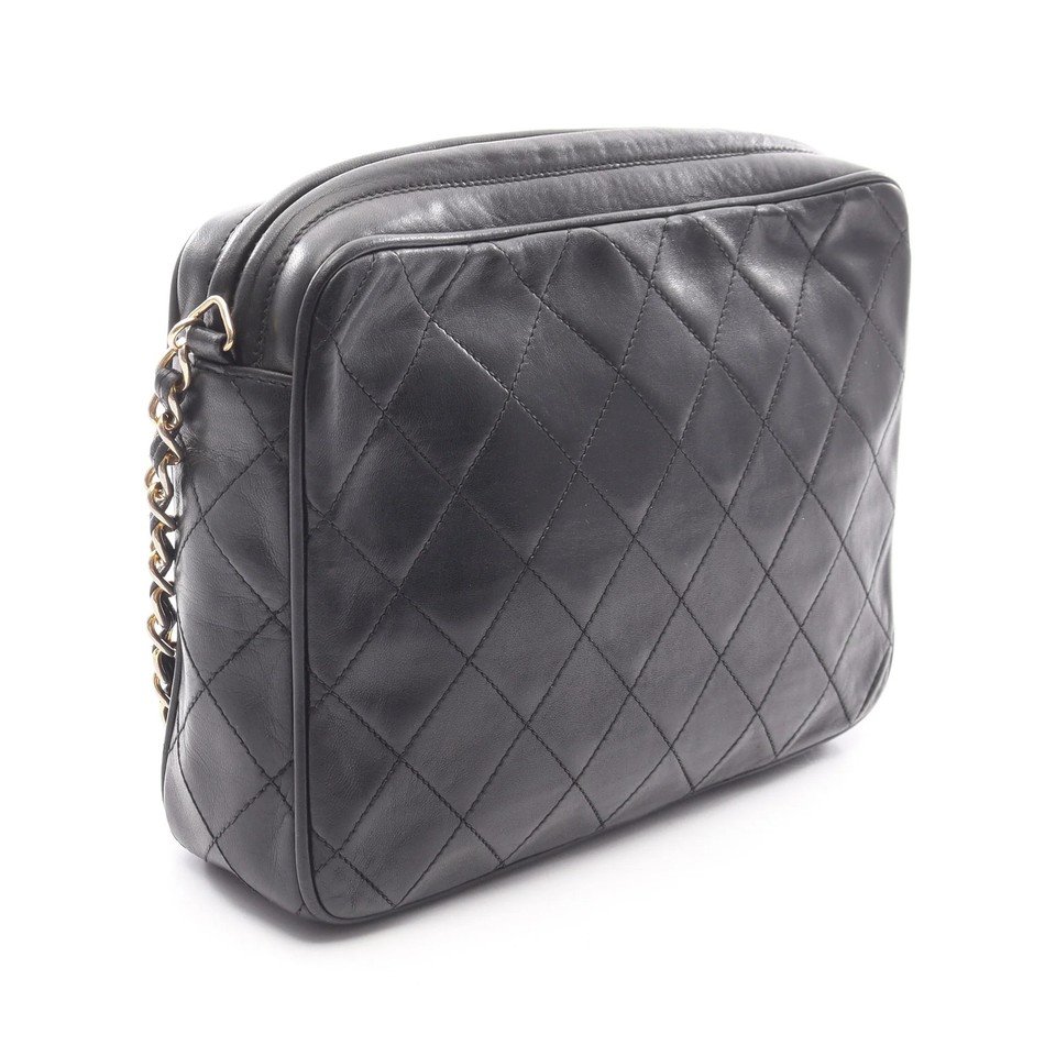 CHANEL Coco Mark Diamond Stitch Chain Shoulder Bag Lambskin Black Gold ...