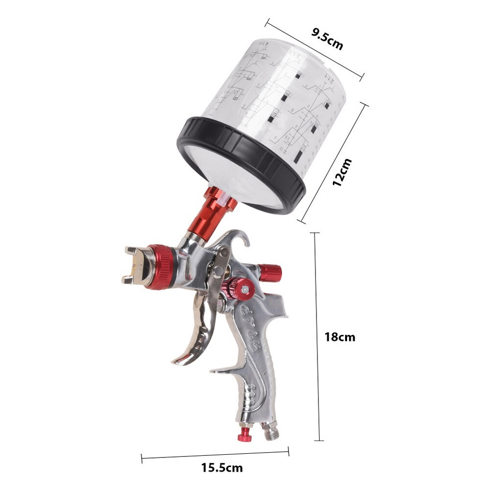 HVLP Auto Paint Air Spray Gun Kit Gravity Feed Car Primer 1.4/1.7/2.0mm ...